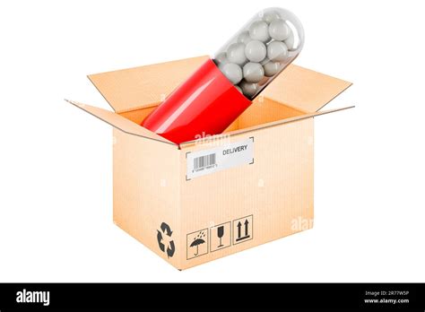 Pillow Inside Cardboard Box Delivery Concept 3d Rendering Isolated On