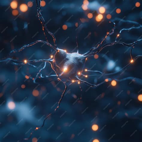 3d Render Of A Neuron With Glowing Synapses Abstract Neural Network