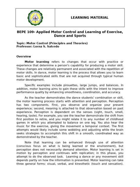 motor control introduction principles and theories pdf