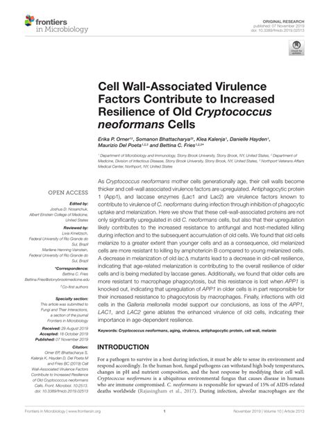 Pdf Cell Wall Associated Virulence Factors Contribute To Increased