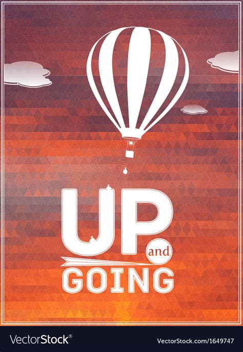 Hot Air Balloon In Sky Typographic Poster Vector Image