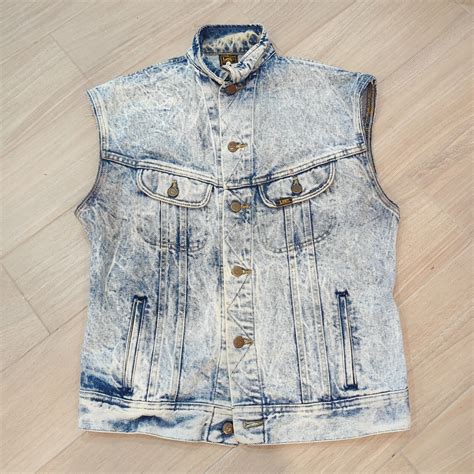 Rare Vintage 1980s Lee Riders Acid Denim Cut Sleeve Gem