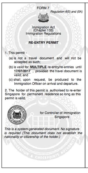 Myth Busters Renewal Of Singapore Permanent Residence Re Entry Permit
