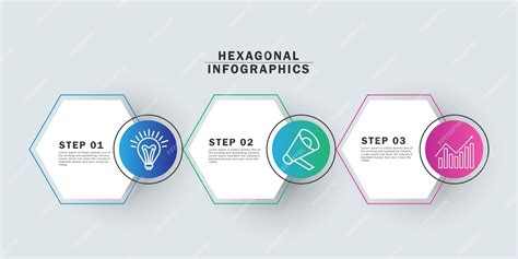 Premium Vector Hexagonal Shape Three Steps Infographics Template