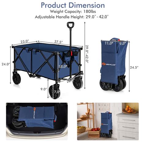 Costway Folding Collapsible Wagon Utility Camping Cart Wwheels