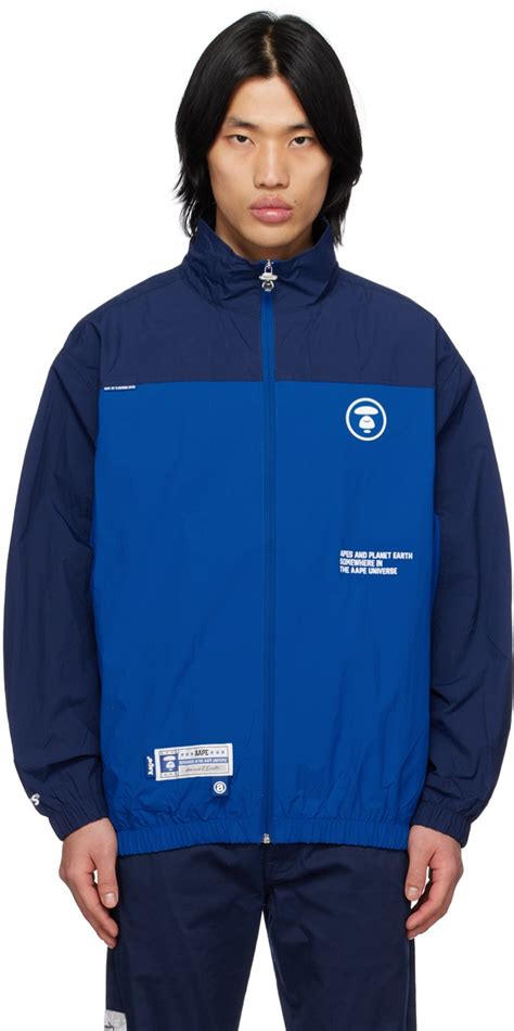 Aape By A Bathing Ape Navy And Blue Embroidered Jacket Aape By A Bathing Ape