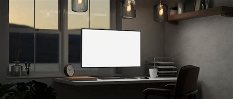 Premium Photo A Modern Private Office Workspace With A Whitescreen Computer Mockup On A Table