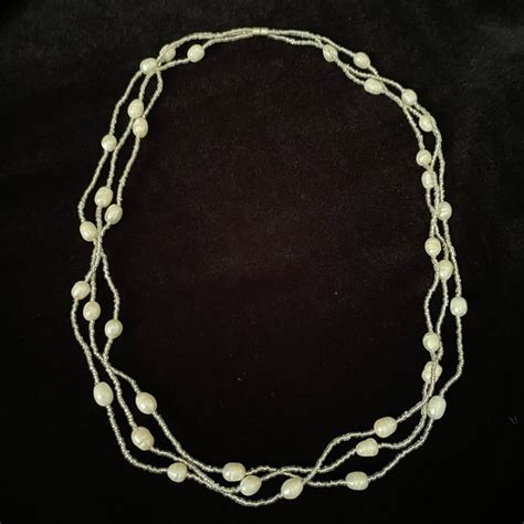 Jewelry Fresh Water Style Pearl And Silver Iridescent Bead Necklace 3