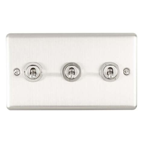 Revive 3 Gang 2 Way Toggle Light Switch Satin Steel Victorian