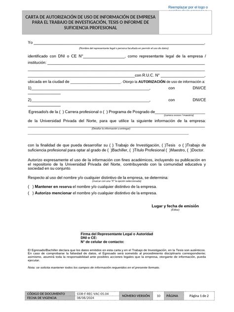 Upn Carta De Autorizacion De Uso De Informacion De Empresa V091512