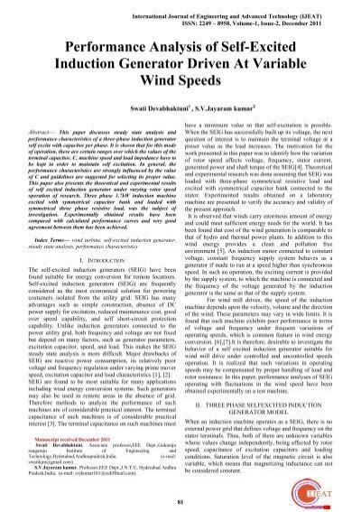 Performance Analysis Of Self Excited Induction Generator
