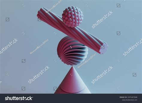 D Render Two Spheres Cylinder Floating Stock Illustration Shutterstock