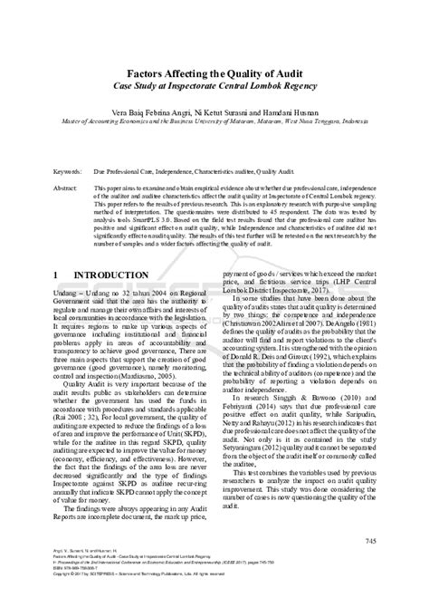 Pdf Factors Affecting The Quality Of Audit