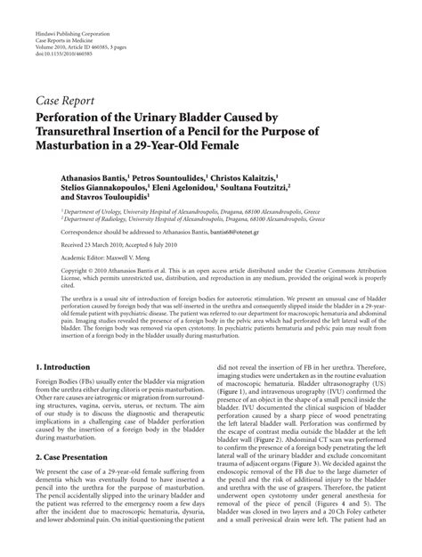 Pdf Perforation Of The Urinary Bladder Caused By Transurethral
