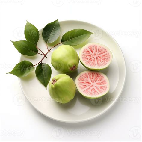 Juicy Delicious Guava Lies On Beautiful Plate Stock Photo At Vecteezy