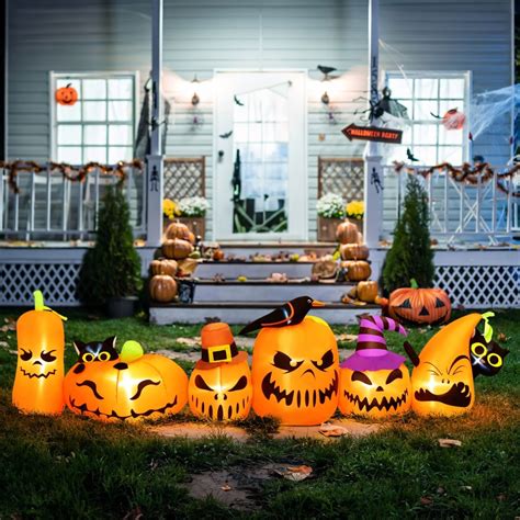 7ft Long Halloween Inflatable Horizontal Pumpkins Row Popfun