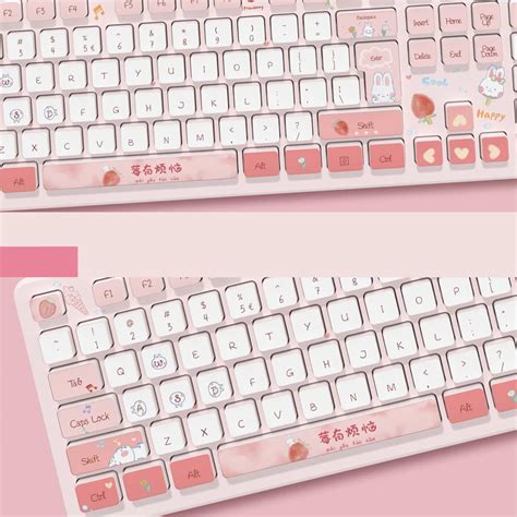 Quiet Keyboard Pink Cartoon Keyboard Kawaii Peach
