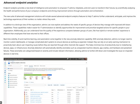 Overview Of Analytics Capabilities In Intune Modern Device Management