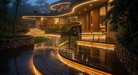 Luxury Villa At Night Stock Illustration Illustration Of Deck 392947314
