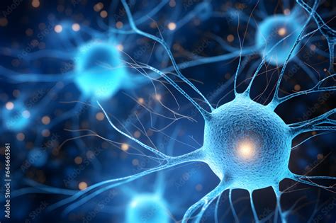 Microscopic Of Neuron Brain Cell Network Interconnected Nerve Cells With Electrical Pulses