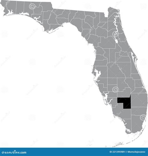 Location Map Of The Hendry County Of Florida Usa Stock Vector Illustration Of Flat Black