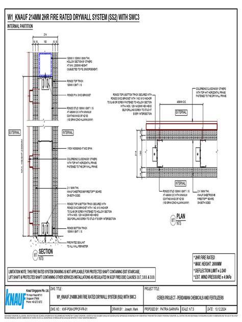 W1 Knauf 214mm 2hr Fire Rated Drywall System Ss2 With Swc3 1 Pdf