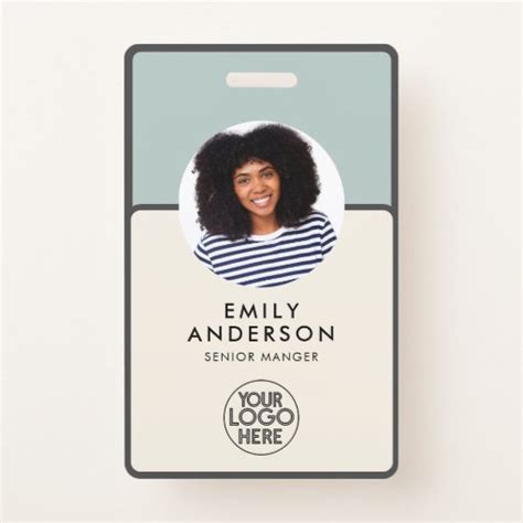 Custom Employee Pass Photo Id Logo Qr Barcode Badge Zazzle
