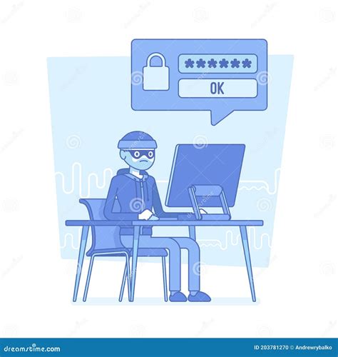 Hacker Cracking Computer Password Stock Vector Illustration Of Internet Code