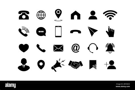 Set Of Communication Icons Phone Mobile Phone Retro Phone Location Mail And Web Site
