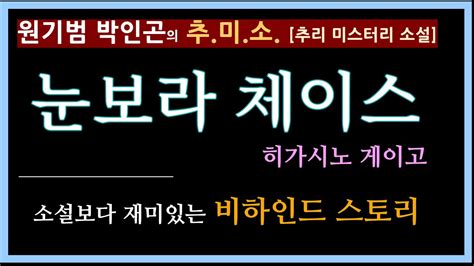 비하인드 스토리 원기범 박인곤의 추미소 눈보라 체이스 히가시노 게이고 추리 미스터리 소설 작품 소개 작가