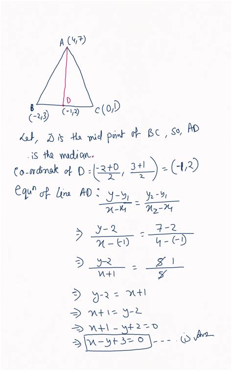 Update Ans In Triangle Abc The Co Ordinates Of Vertices A B And C Are 4 7 2 3 And 0