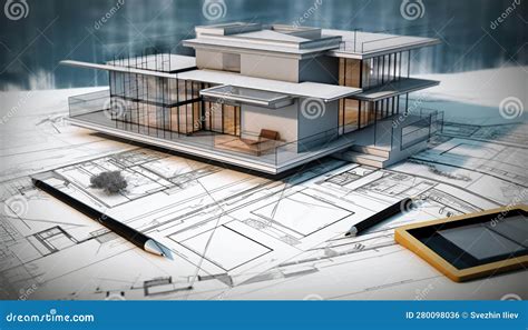 Architectural Building Sketch And Design Stock Illustration