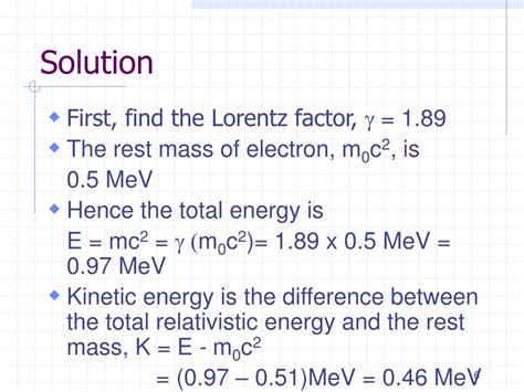 Ppt In Terms Of Relativistic Momentum The Relativistic Total Energy