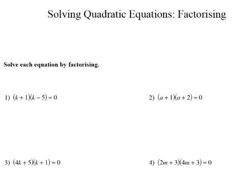 Gcse Maths Revision Solving Quadratics By Factorising Teaching Resources