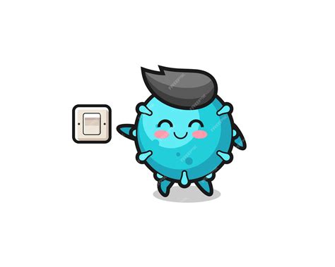 Premium Vector 卡通病毒正在關閉燈光可愛的設計