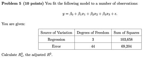 Solved Problem 5 10 Points You Fit The Following Model To