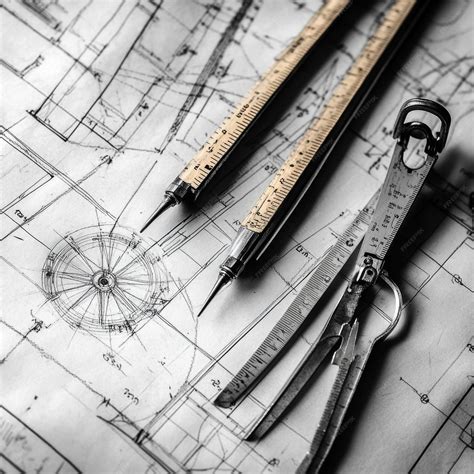 A Set Of Technical Drawing Tools Including Compasses And Rulers