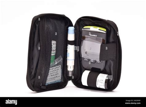Blood Glucose Monitor Pouch Containing A Digital Monitor Glucometer