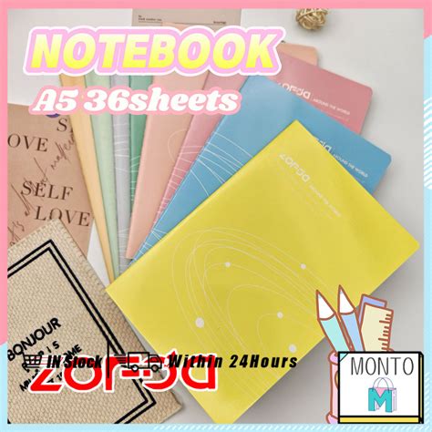 8pcsset A5 Notebook Color Page Notebook 36 Sheets Notepad Soft Horizontal Line Stationery