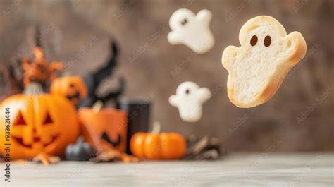 Ghost Shaped Bread Floating Above A Table Captured In A Spectral Glow