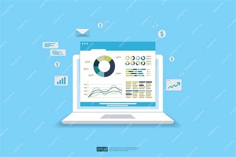 Premium Vector Web Statistics Analytic Charts On Laptop Device Screen