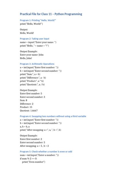 Class 11 Python Practical Pdf