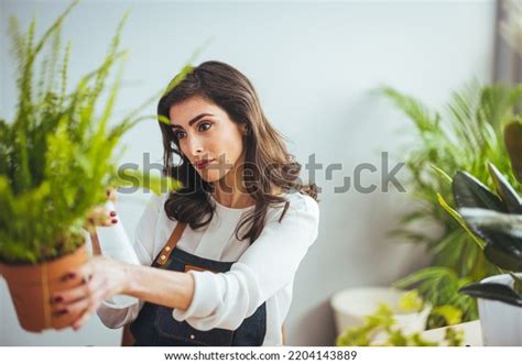Woman Takes Care Tree Using Spray Stock Photo Shutterstock