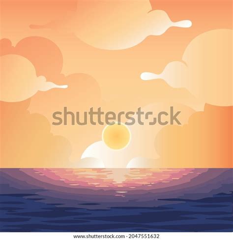 Sunset Beach Art Vector Illustrations Stock Vector Royalty Free