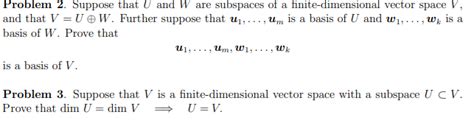 Solved Problem Suppose That U And W Are Subspaces Of A Chegg