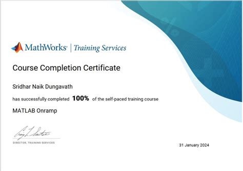 Matlab Mathworks Certification Sridhar Naik Dungavath