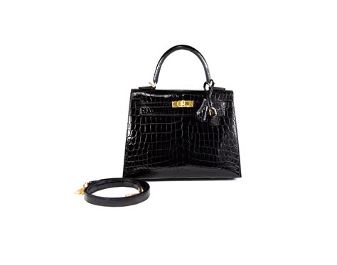 Hermès Kelly 25 Crocodile Niloticus Black Gold Hardware