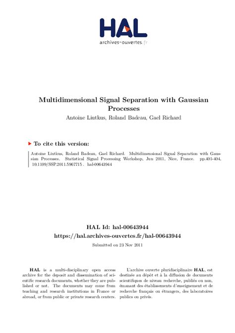 Pdf Multi Dimensional Signal Separation With Gaussian Processes