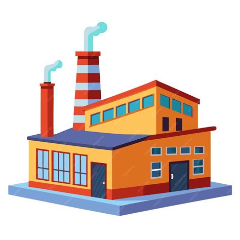 Factory Building Clipart Cartoon Style Illustration Premium Ai