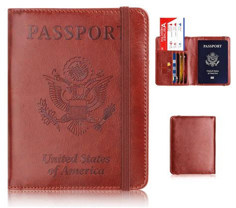 Leather Passport Holder Cover Leather Rfid Blocking Passport Wallet